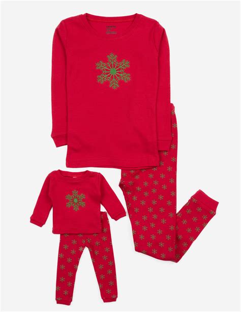 Leveret Matching Girl And Doll Cotton Snowflake Pajamas Leveret Clothing