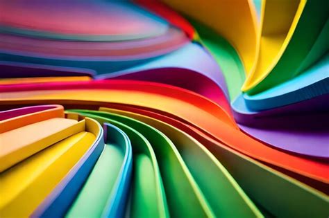 A Rainbow Colored Stack Of Rainbow Colored Books Premium Ai
