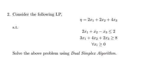 Solved Consider The Following Lp Chegg