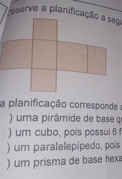 observe a planificação a seguir essa planificação correspondente a brainly br