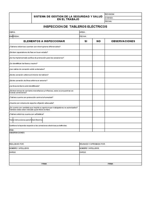 Inspección De Tableros Electricos Pdf