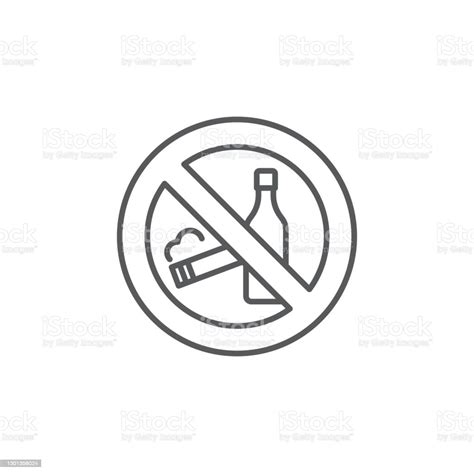 금연 및 알코올 음주 아이콘 색상 선 윤곽 벡터 기호 흰색에 고립 된 선형 스타일의 그림 기호 로고 일러스트 금지됨에 대한 스톡 벡터 아트 및 기타 이미지 Istock