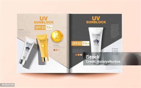 선크림 광고 포스터 정보 Uv 보호입니다 크림 색상 화장품 잡지 또는 카탈로그 서식 파일 디자인 상업 사용 3 차원 일러스트
