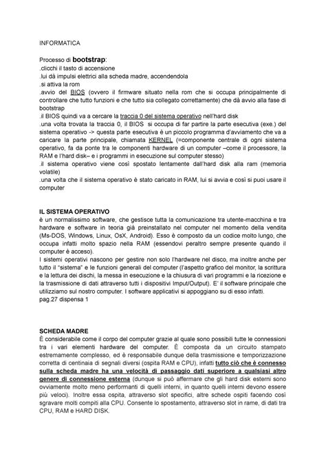 Riassunto Esame Fondamenti Di Informatica Informatica Processo Di