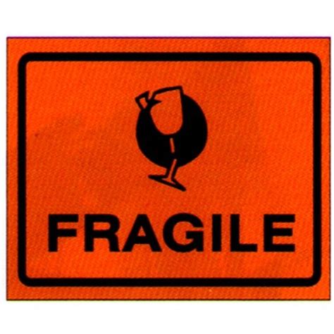 Roll Of 500 100x75mm Self Stick Vinyl Fragile Labels B Protected