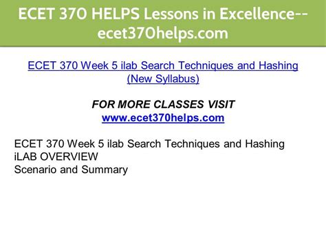 ecet 370 helps lessons in excellence ppt download
