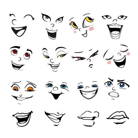 Free Vector Facial Expression Collection Happy Face Drawing