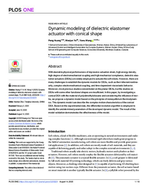 pdf dynamic modeling of dielectric elastomer actuators with sandwich