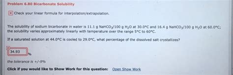 Solved Problem 6 80 Bicarbonate Solubility X Check Your Chegg Com
