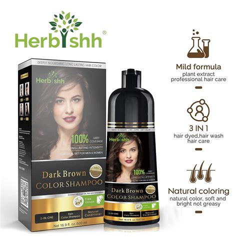 Herbishh 3 In 1 Hair Color Shampoo For Gray Hair Magic Dye Long