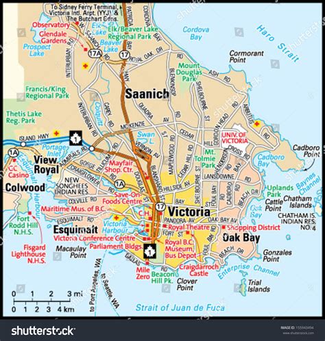 Victoria British Columbia Area Map Stock Vector Royalty Free