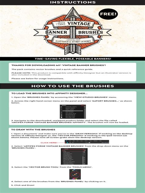 Artifex Forge Vintage Banner Brushes Instructions Ad Pdf