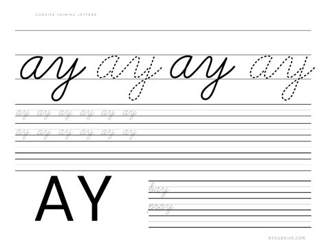 Connecting Letters Ay In Cursive
