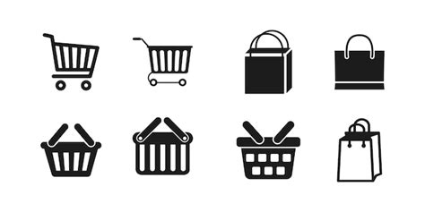 Premium Vector Set Shop Bag Trolly Icon Solid
