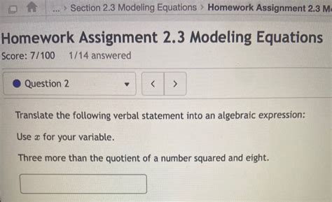 solved translate the following statement into an algebraic
