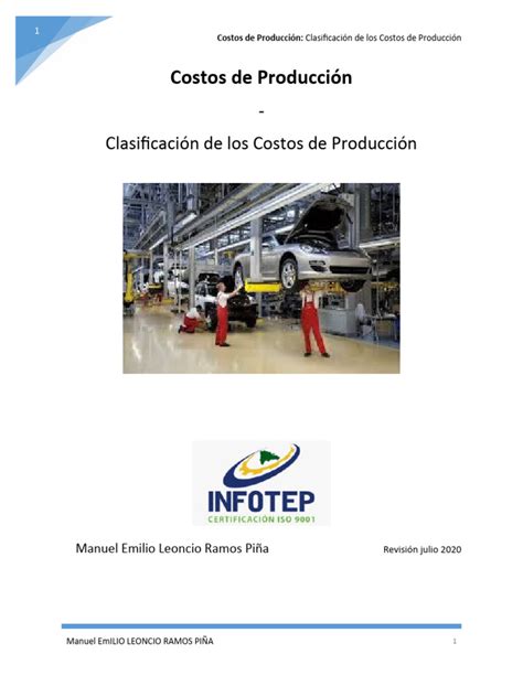 2 Clasificación De Los Costos De Producción Pdf