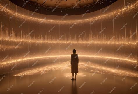 Premium Vector A Woman Standing In A Futuristic Circular Space