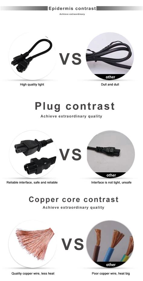 250v Iec C5 To C6 Female Male Power Cable Extension C5 C6 Connector