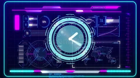 Animation Of Futuristic Digital Interface With Clock Graphs And World Map Elements Stock Video