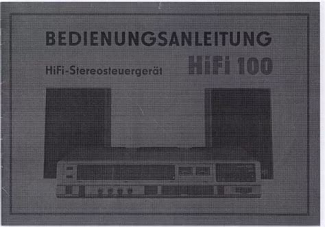 BEDIENUNGSANLEITUNG UND SCHALTPLÄNE für HiFi 100 von RFT EUR 4 25