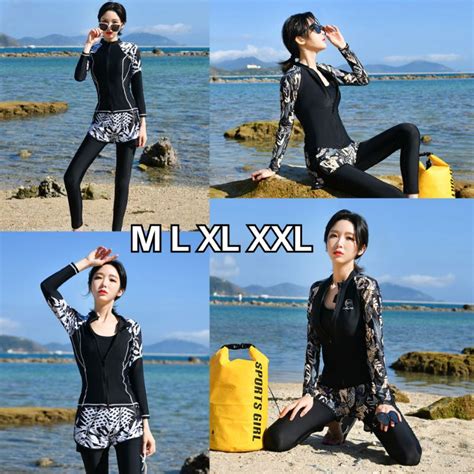 ชุดว่ายน้ำแขนยาว ชุดว่ายน้ำขายาว Set 5ชิ้น Mnshop Bikini Thaipick