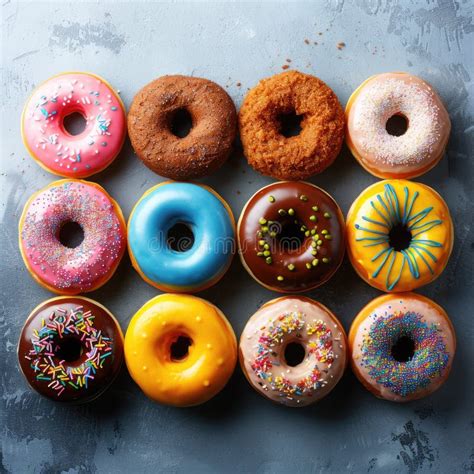 Assorted Donuts With Chocolate Frosted Pink Glazed And Sprinkles