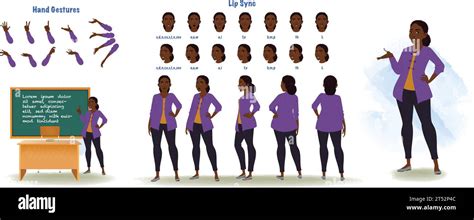 African American Teacher Professor Model Sheet Teacher Creation Set