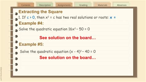 solving quadratic equation by extracting the square pptx
