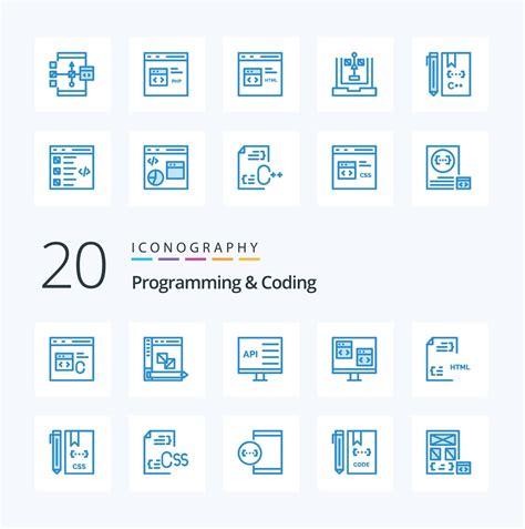 20 Programming And Coding Blue Color Icon Pack Like Development Coding Development Html Develop