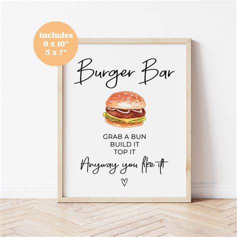 Burger Bar Party Sign Etsy