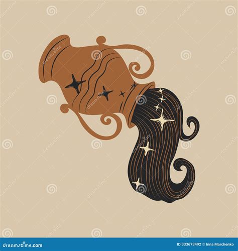 Aquarius Water Bearer Zodiac Sign Horoscope Stock Vector