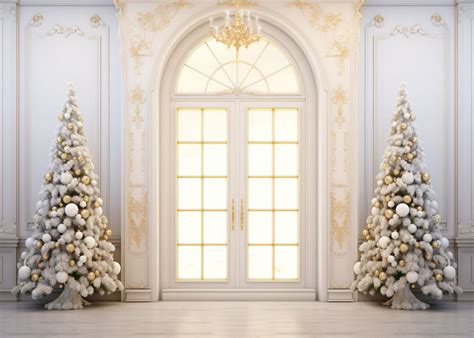 Avezano Elegant Christmas Decoration White Wall Photography Backdrop