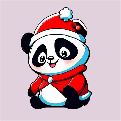 Premium Vector Adorable Panda Merry Christmas