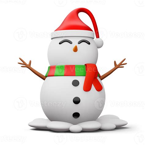 Cute Snowman Character Merry Christmas D Rendering Png