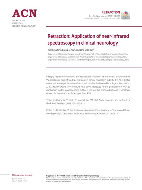 Pdf Retraction Application Of Near Infrared Spectroscopy In Clinical Neurology
