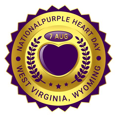 National Purple Heart Day Event On 7th Of August Label Design Badge
