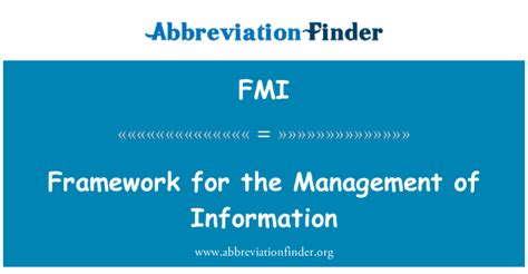 Fmi 定义 信息管理框架 Framework For The Management Of Information