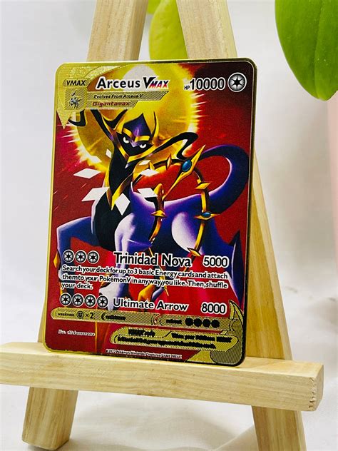 Arceus Vmax Gold Metal Pokémon Card Arceus Tribute Card Etsy Hong Kong