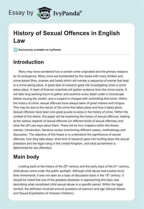 History Of Sexual Offences In English Law 2777 Words Essay Example