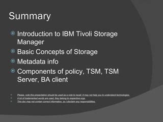Basics Of IBM Tivoli Storage Manager PPT