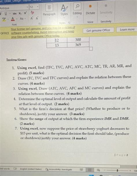 Solved Instructions Using Excel Find TFC TVC AFC Chegg Com