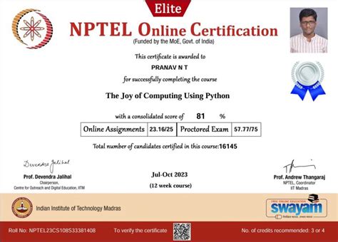 Pranav N T On Linkedin Python Nptelswayam Codingjoy