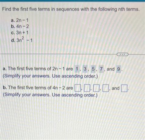 Solved Find The First Five Terms In Sequences With The