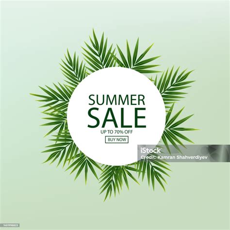 현실적인 열대 잎이있는 여름 판매 배너 배경 벡터 경제에 대한 스톡 벡터 아트 및 기타 이미지 경제 계절 로고 Istock
