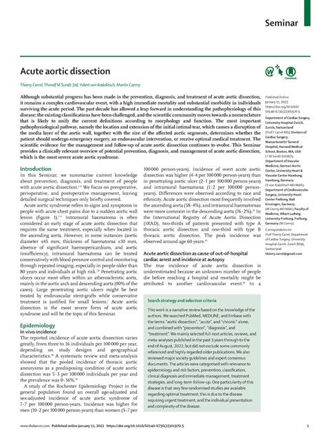 Aortic Dissection Acute Aortic Dissection Thierry Carrel Thoralf M