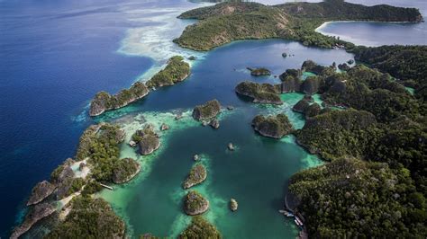 Island Forest Far View Trees Water Nature Indonesia Aerial View