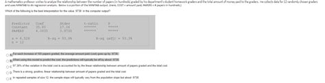Solved A Mathematics Professor Wishes To Analyze The Chegg