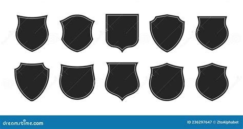 Shield Badge Heraldic Safeguard Sign Patches Stock Vector
