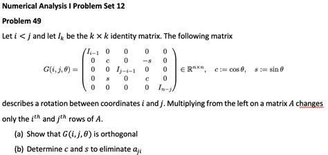 Solved Numerical Analysis I Problem Set Problem Let I Chegg