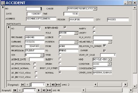 The Data Entry Form It Contains A Subform For The Participants Of Each